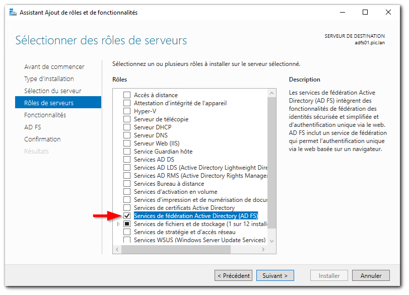 Installer ADFS sous Windows Server 2022